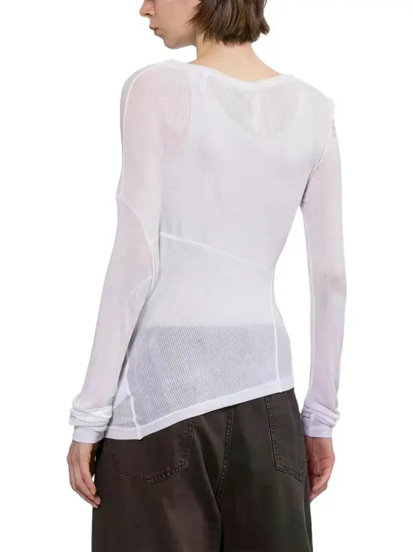 Helmut Lang Twisted Long-sleeve Sheer Top - White