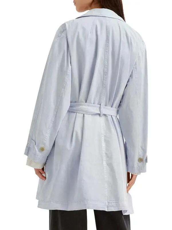 LOW CLASSIC Double-breasted Belted Coat - Blue