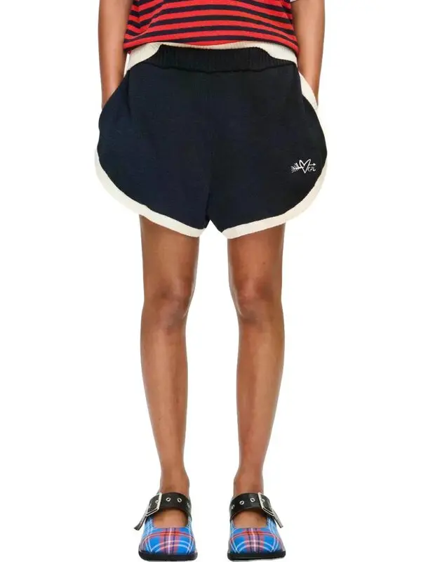 CHARLES JEFFREY Sporty Embroidered Logo Shorts - Blue