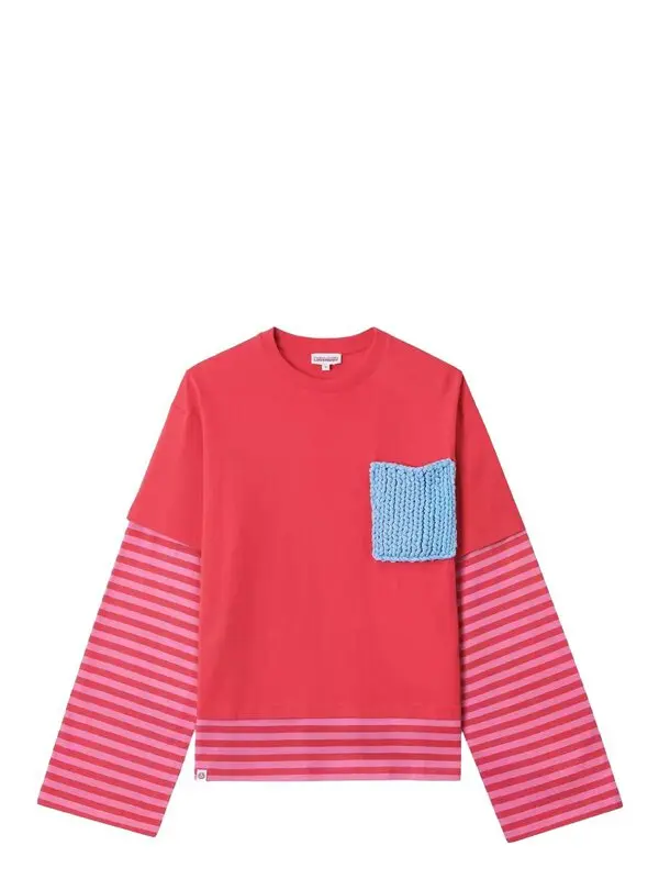 CHARLES JEFFREY Striped Sleeve T-shirt - Red