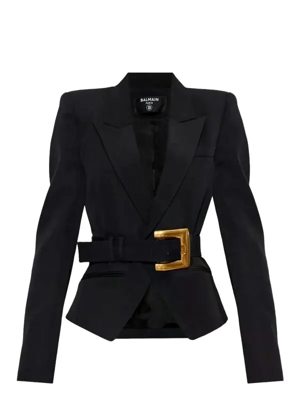 Balmain Belted Wool Blazer - Black