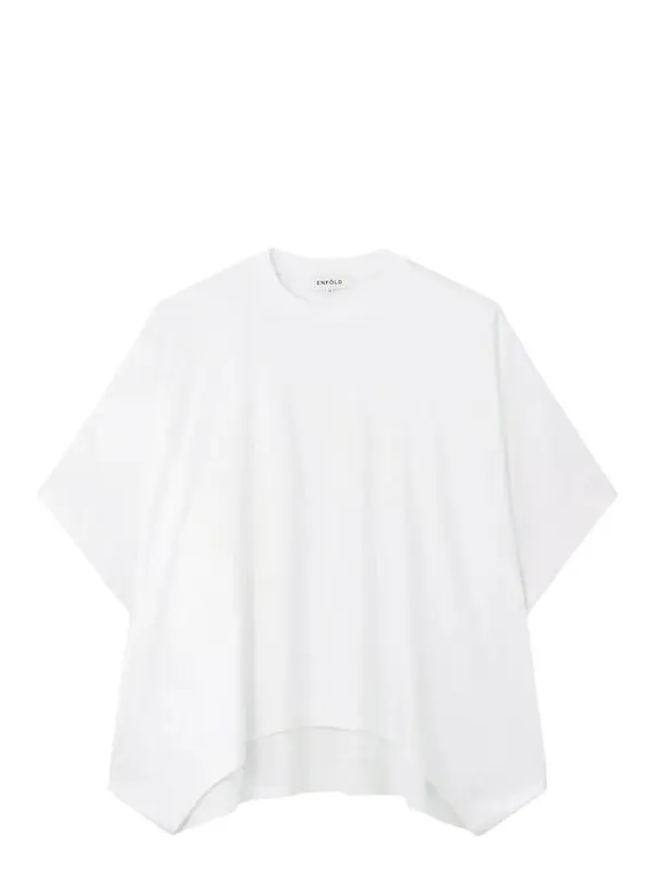 ENFOLD Asymmetric Hem Short Sleeve T-shirt - White