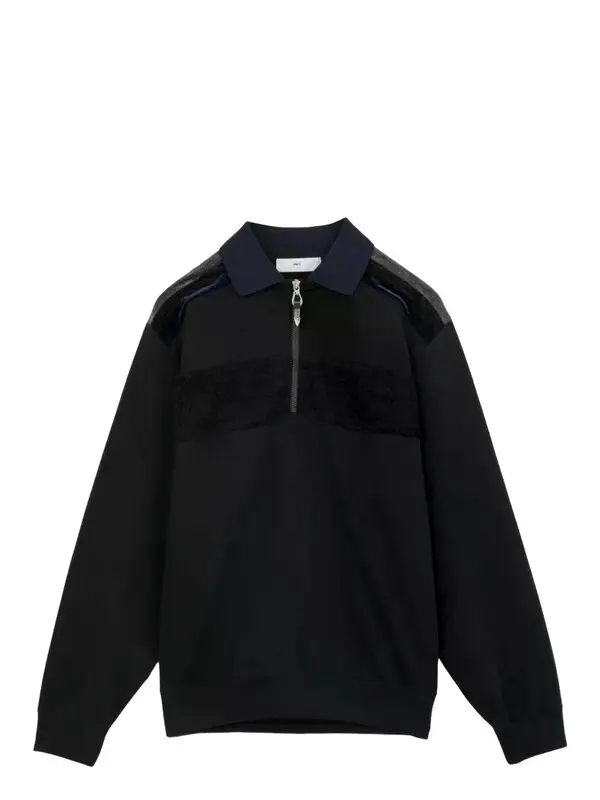 Toga Quarter-zip Panelled Sweater - Black