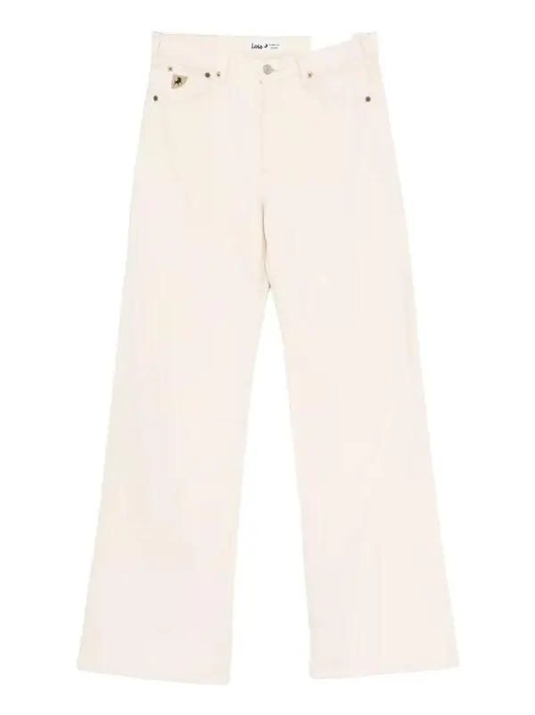 LOIS Lindsay Logo-patch Trousers - Neutrals