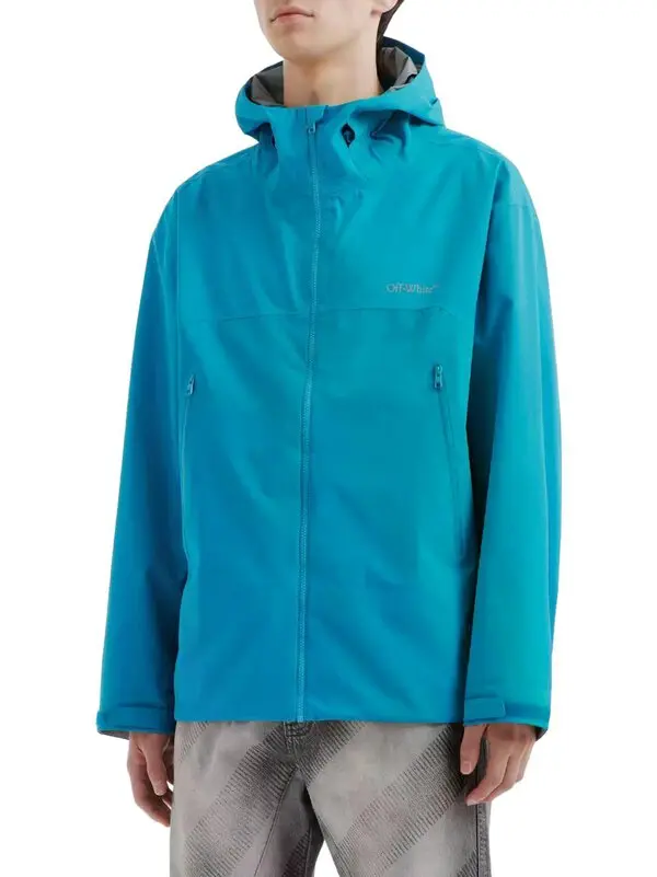 Off-White Arrows Print Hooded Sports Jacket - Blue
