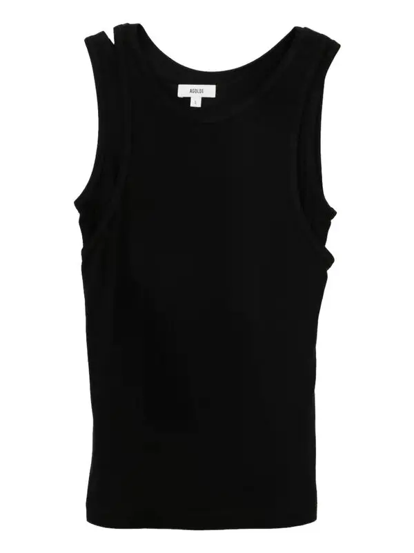 AGOLDE Finch Ribbed Knit Tank Top - Black