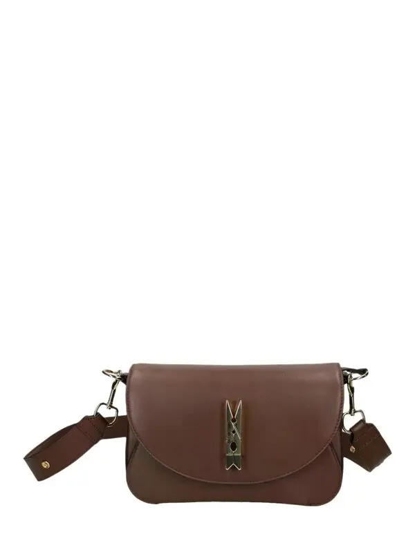 Moschino Clothespin Plaque Shoulder Bag - Brown