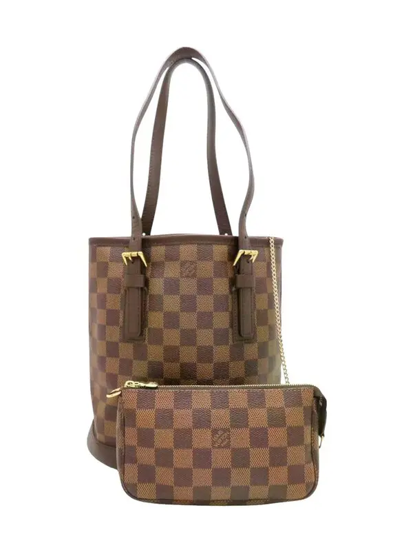 LOUIS VUITTON Damier Ebene Marais Bucket Bag - Brown