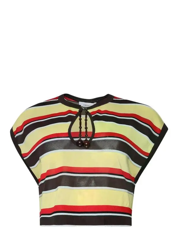 Rabanne Striped Bead-embellished Sweater - Yellow