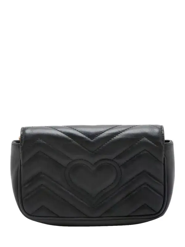 Gucci Mini Gg Marmont Matelassé Calfskin Flap Crossbody Bag - Black