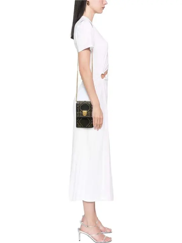 Dior 2018 Studded Leather Vertical Diorama Crossbody Bag - Black