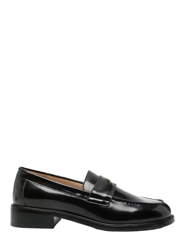 Furla College Logo-plaque Leather Loafers - Black