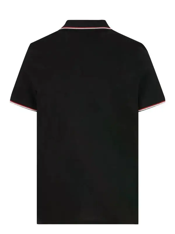 Moncler Logo-patch Tricolour-trim Polo Shirt - Black