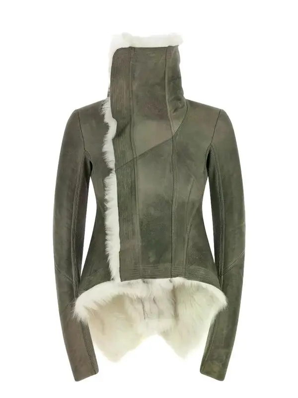Rick Owens Asymmetrical Shearling Jacket - Grey
