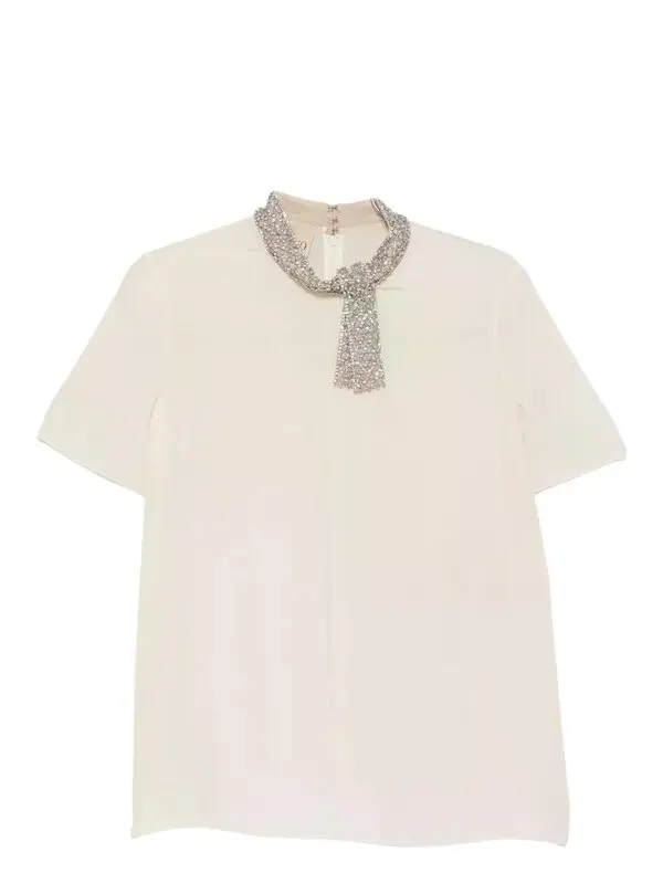 Valentino Garavani Embellished Short Sleeve Blouse - Neutrals