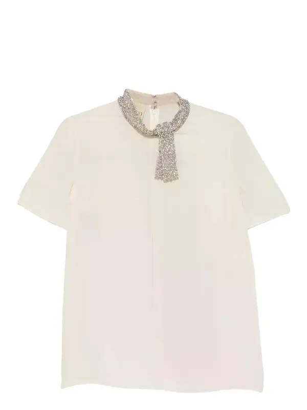 Valentino Garavani Embellished Short Sleeve Blouse - Neutrals