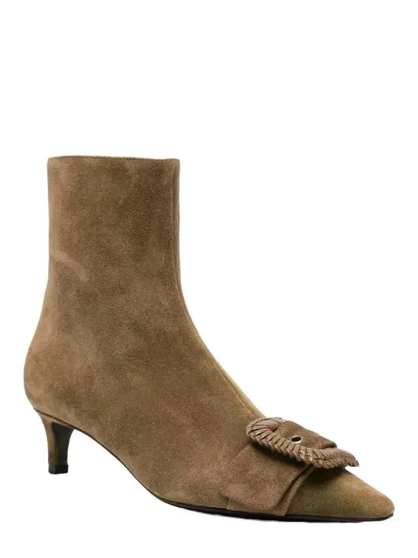 Roberto Festa Buckle-detail Pointed-toe Leather Ankle Boots - Brown