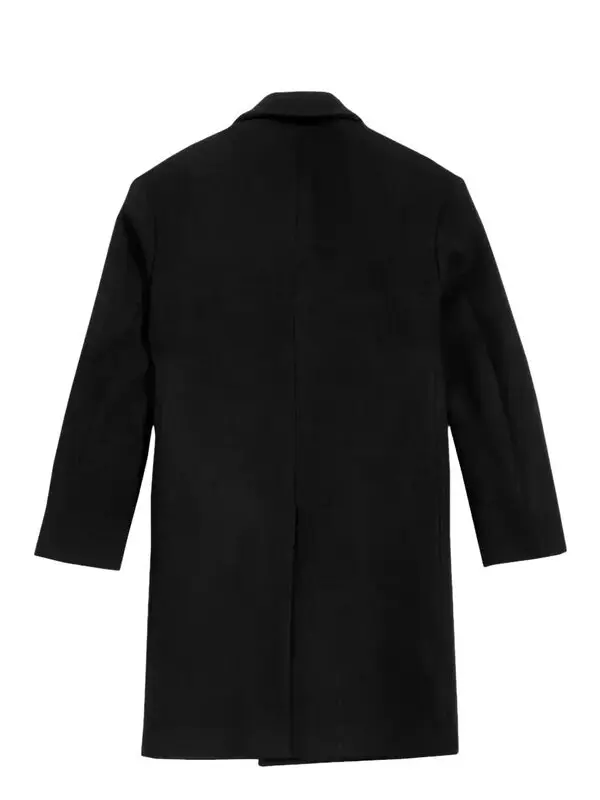 AWAKE NY Floral Embroidered Double-breasted Overcoat - Black
