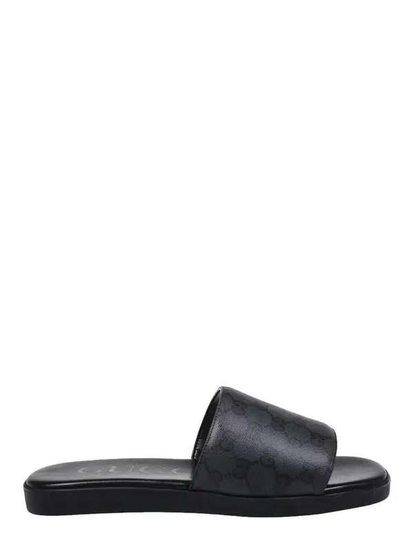 Gucci Gg Coated Canvas Slide Sandals - Black