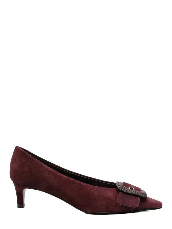 Roberto Festa Buckle Detail Pointed Toe Leather Heeled Pumps - Red