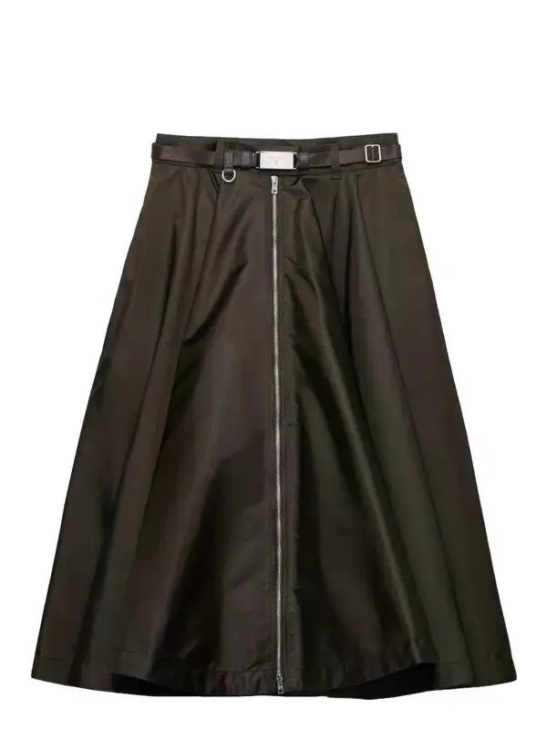 Prada Re-nylon Circle Skirt With Logo-engraved Plaque Buckle Belt - Espresso