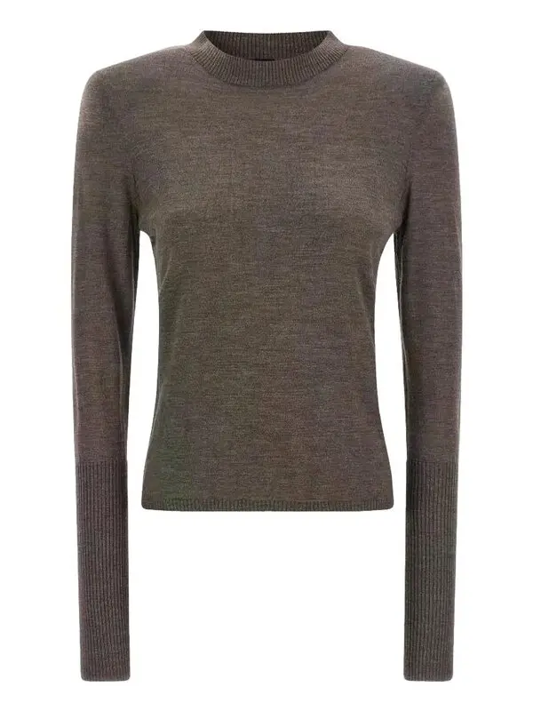 Pinko Wool Sweater With Padded Shoulders - Brown