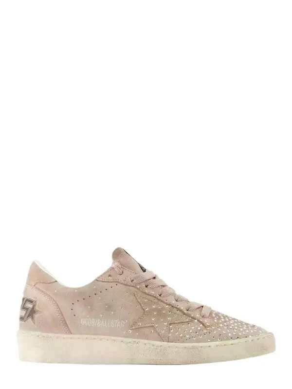 GOLDEN GOOSE Ball Star Crystal-embellished Suede Sneakers - Neutrals