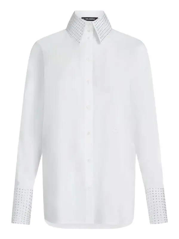 Karl Lagerfeld Rhinestone Embellished Cotton Shirt - White