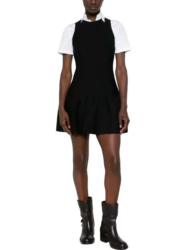 TWINSET Sleeveless Mini Dress With Gold-tone Logo Plaque - Black