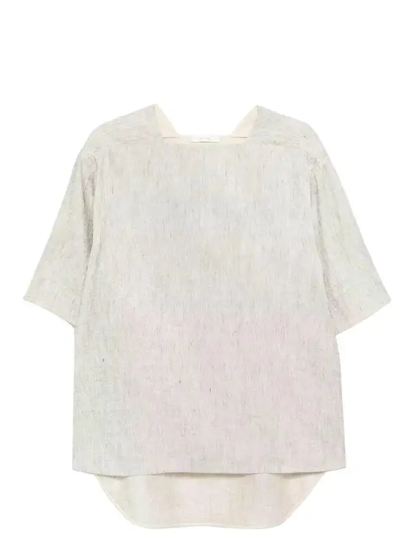 THE ROW Short Sleeves Textured Finish Top - Grey