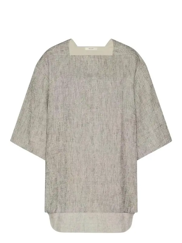 THE ROW Short Sleeves Textured Finish Top - Grey