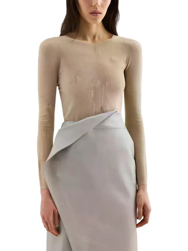 JIL SANDER Ribbed Knit Long Sleeve Top - Neutrals