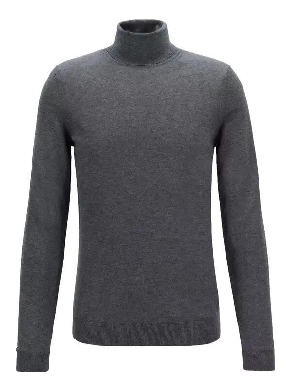 BOSS Roll Neck Wool Sweater - Grey