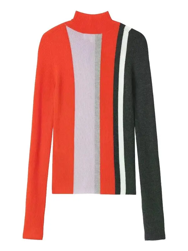 ENFOLD Ribbed Colour-block Knit Sweater - Red