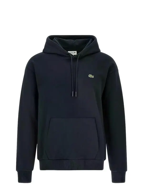 Lacoste Logo-patch Drawstring Hoodie - Blue