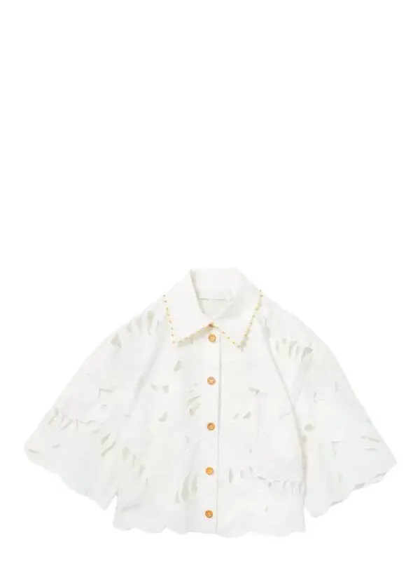 Zimmermann Mahon Embroidered Cut-out Shirt - Neutrals