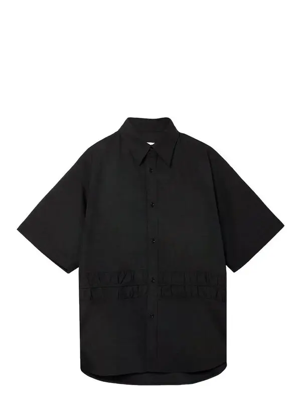 SAGE NATION Short Sleeve Shirt With Ruched Detailing - Black