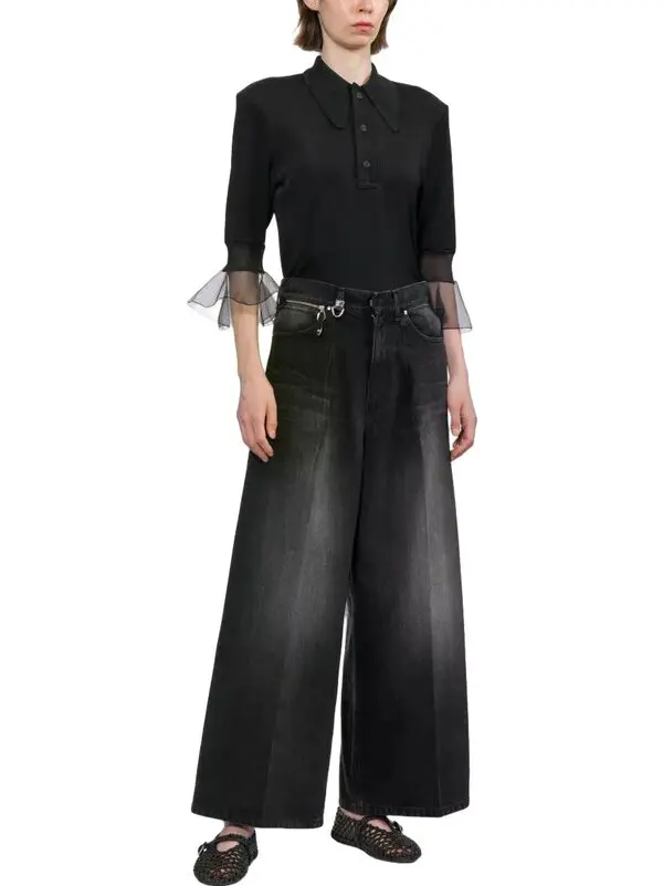 Toga Tulle-trim Polo Shirt - Black