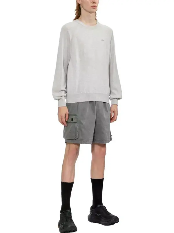 A.p.c. Logo-print Raglan-sleeve Sweater - Grey