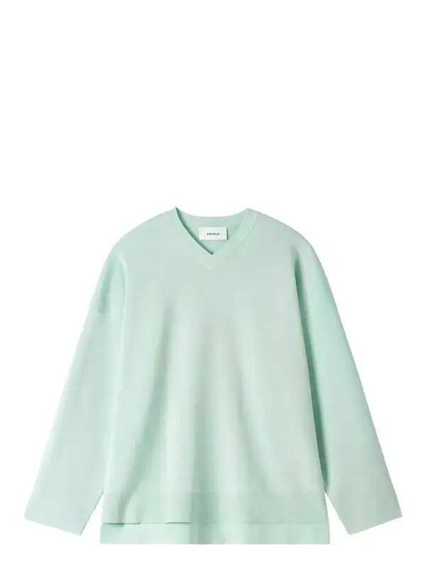 ENFOLD V-neck Drop-shoulder Sweater - Green