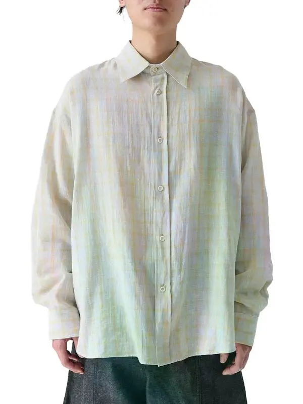 SAGE NATION Check-pattern Sheer Shirt - Neutrals
