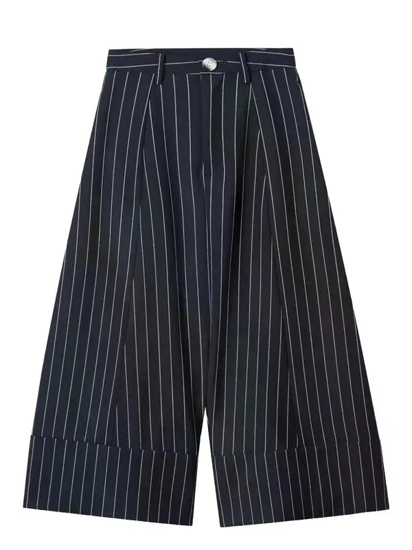 ENFOLD Pinstriped Wool Trousers - Blue