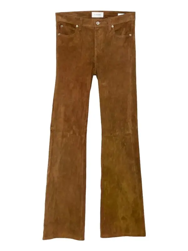 FRAME Suede Flared Trousers - Brown