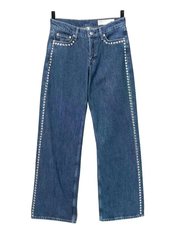 Rag & Bone Saige Wide Leg Jeans With Stud Detailing - Blue