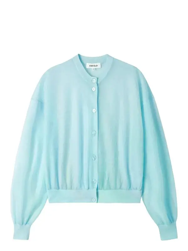 ENFOLD Button-front Fine-knit Cardigan - Blue