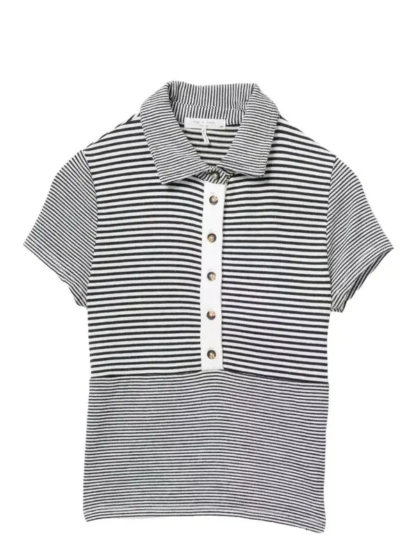 Rag & Bone Knit Striped Polo Shirt - Neutrals