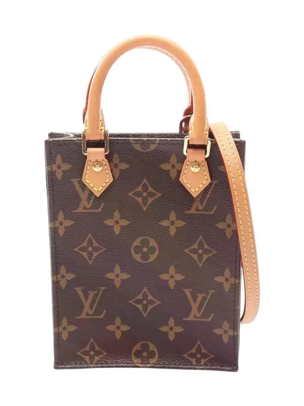 LOUIS VUITTON Monogram Petit Sac Plat Satchel - Brown