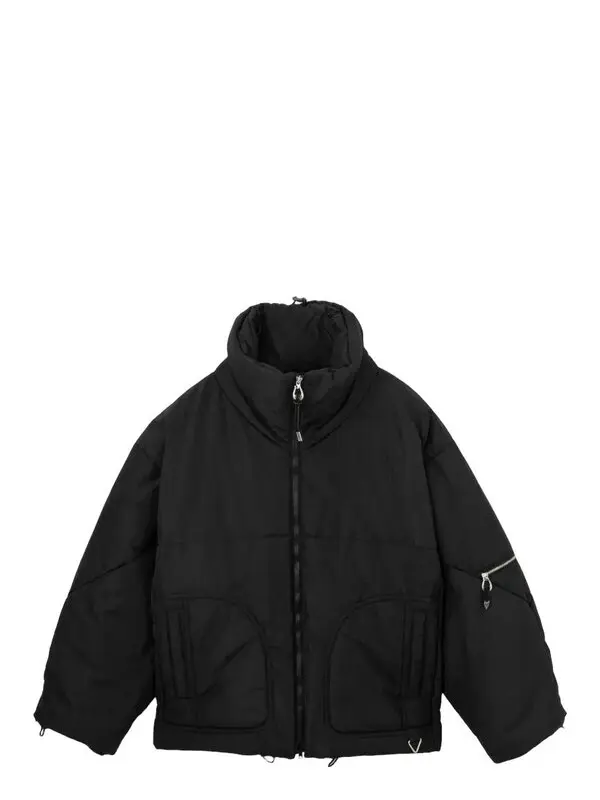 Toga Quilted Zip-up Jacket With Drawstring Hem - Black