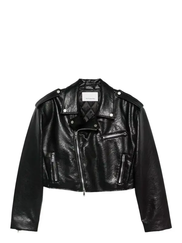 THE FRANKIE SHOP Daphne Cropped Biker Jacket - Black