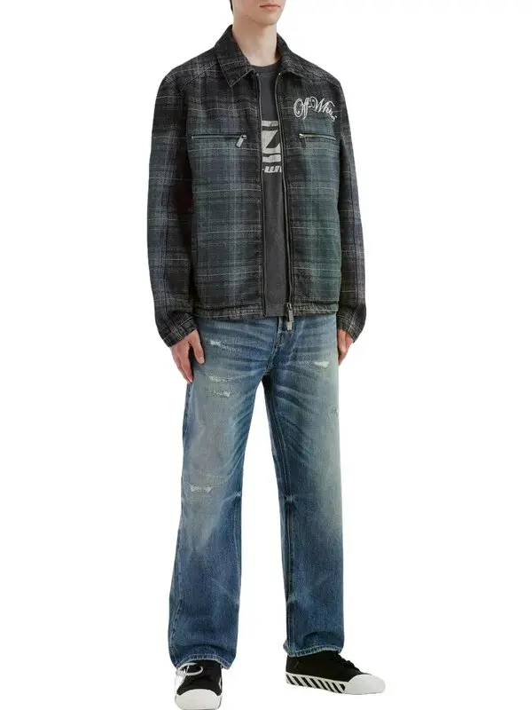 Off-White Straight-leg Jeans With Distressed Finish - Blue
